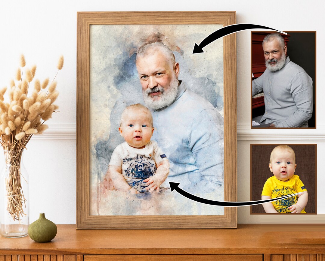 Painted Family Portrait, Loss of Father Gift for Daughter, Memorial ...