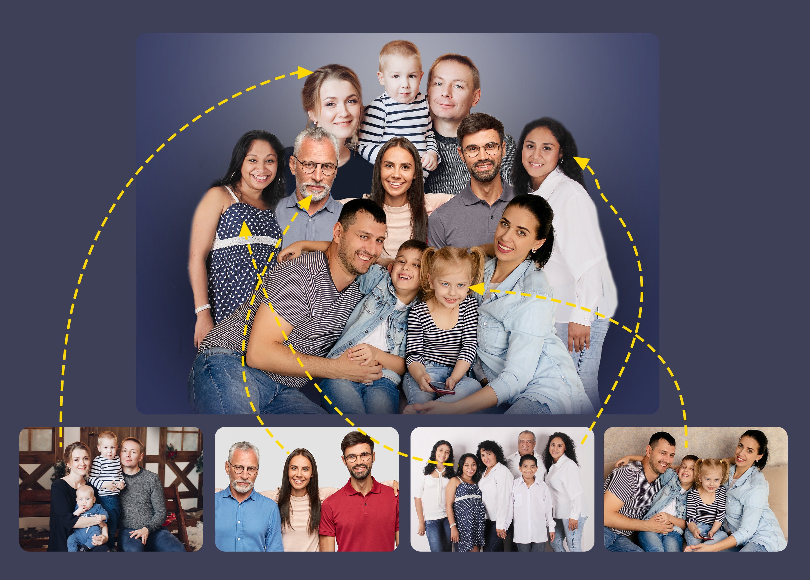 Custom Family Portrait From Photo Add Deceased Loved One to - Etsy