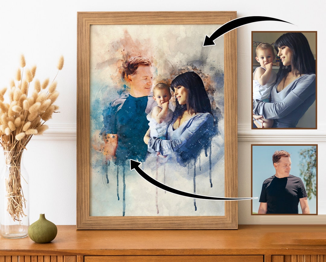 Painted Family Portrait, Loss of Father Gift for Daughter, Memorial ...