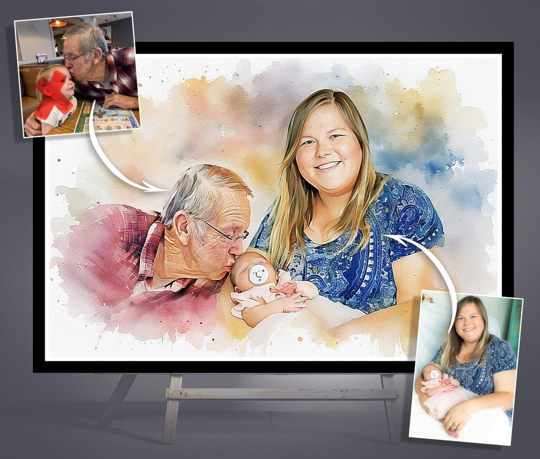 Memorial Portrait: Custom Art to Merge Family Photos, Add Deceased ...