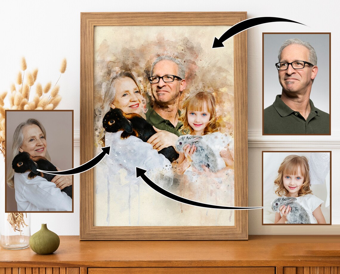 Painted Family Portrait Loss of Father Gift for Daughter - Etsy