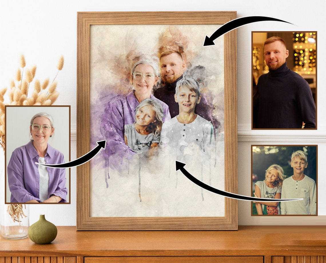 Painted Family Portrait Loss of Father Gift for Daughter - Etsy