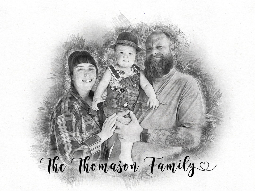 Fathers Day Gift, Pencil Drawing From Your Photos, Add Deceased Family ...