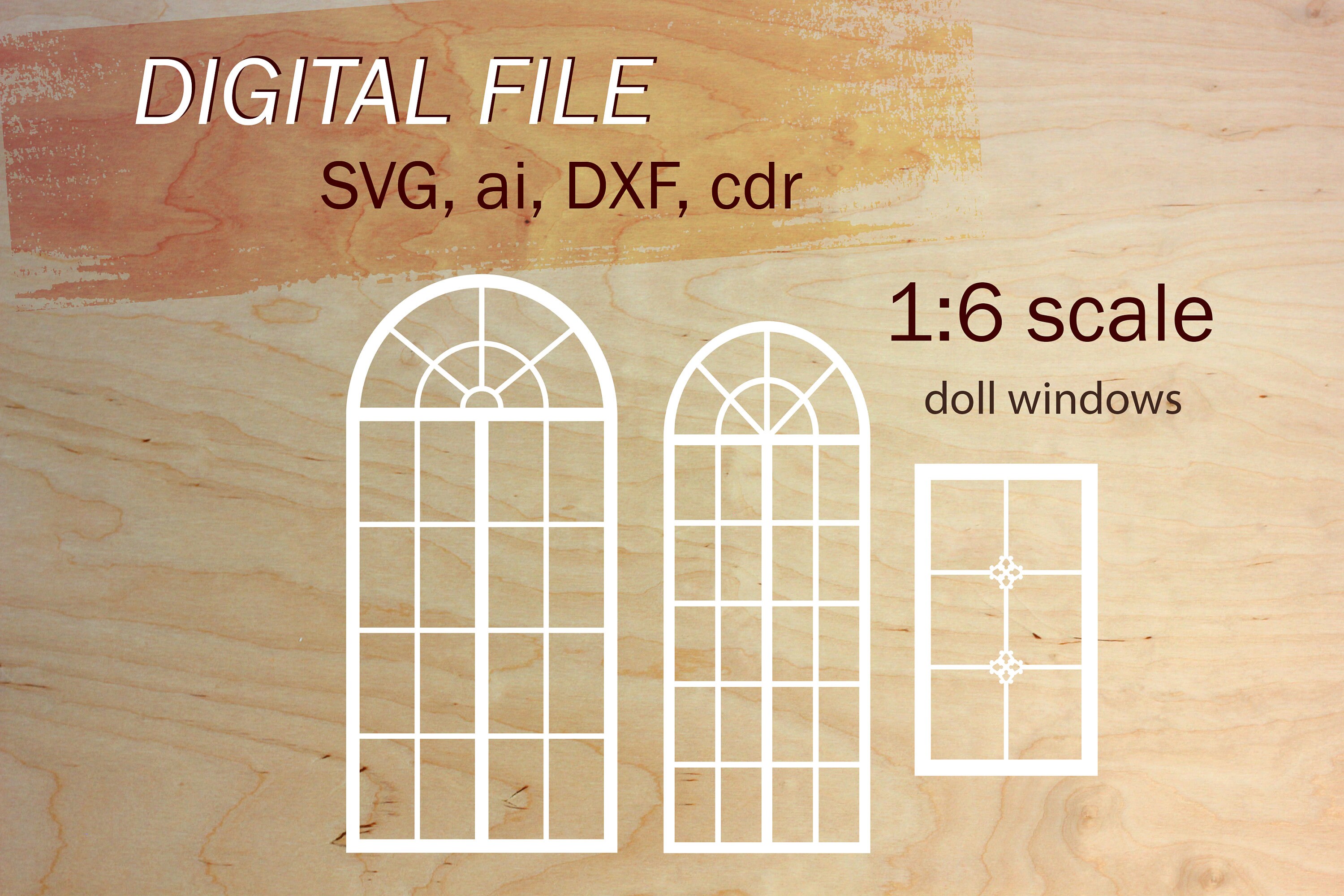 Svg Dollhouse Windows, 1:6 Scale Svg File, Digital Miniature for Doll ...