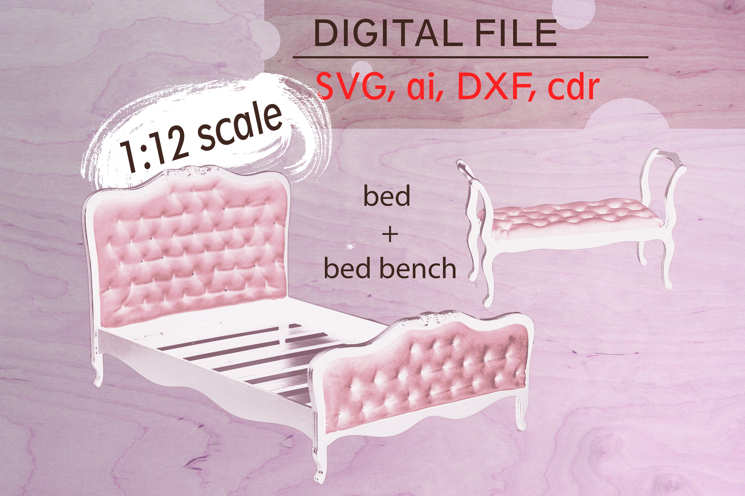 Dolls & Miniatures Digital Barbie bed doll house svg file Barbie ...
