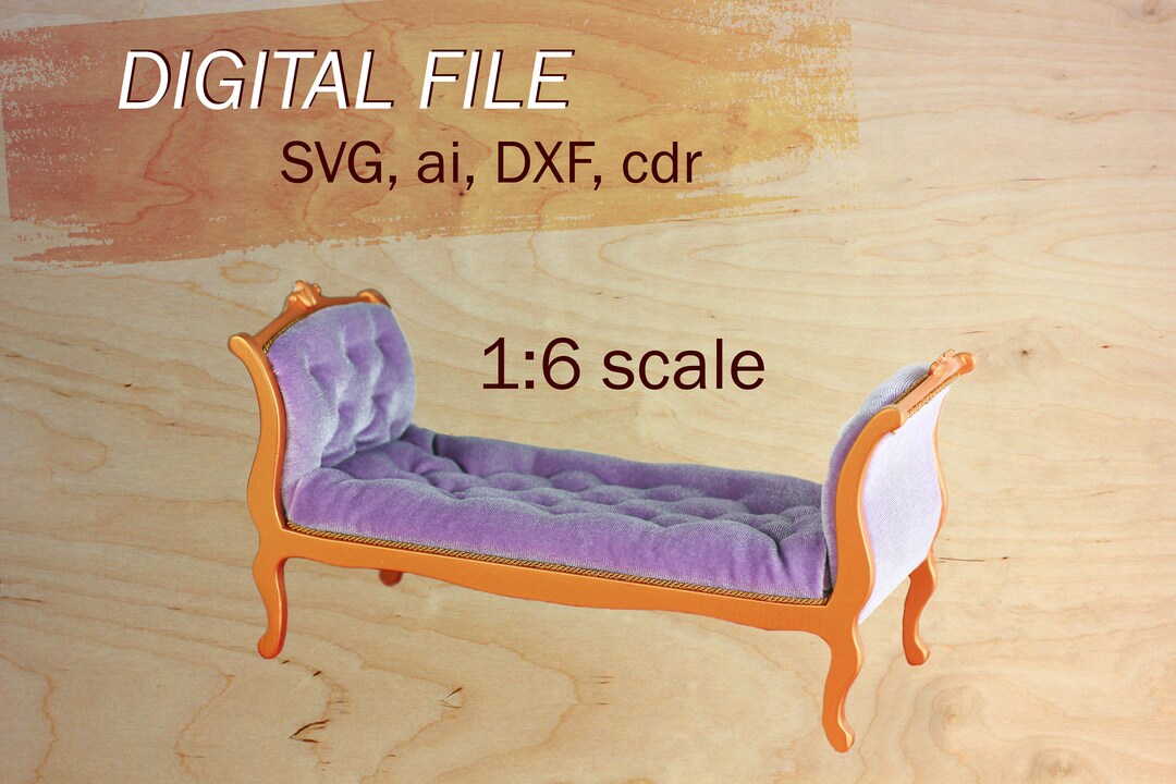 Doll Furniture Svg, SVG Dollhouse Sofa, Digital 1:6 Furniture, 1/6 ...