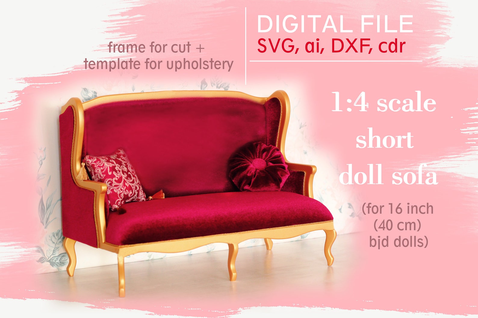 1/4 Bjd Furniture Svg File, Doll Sofa Svg Cut File, 1:4 Scale Doll Sofa ...