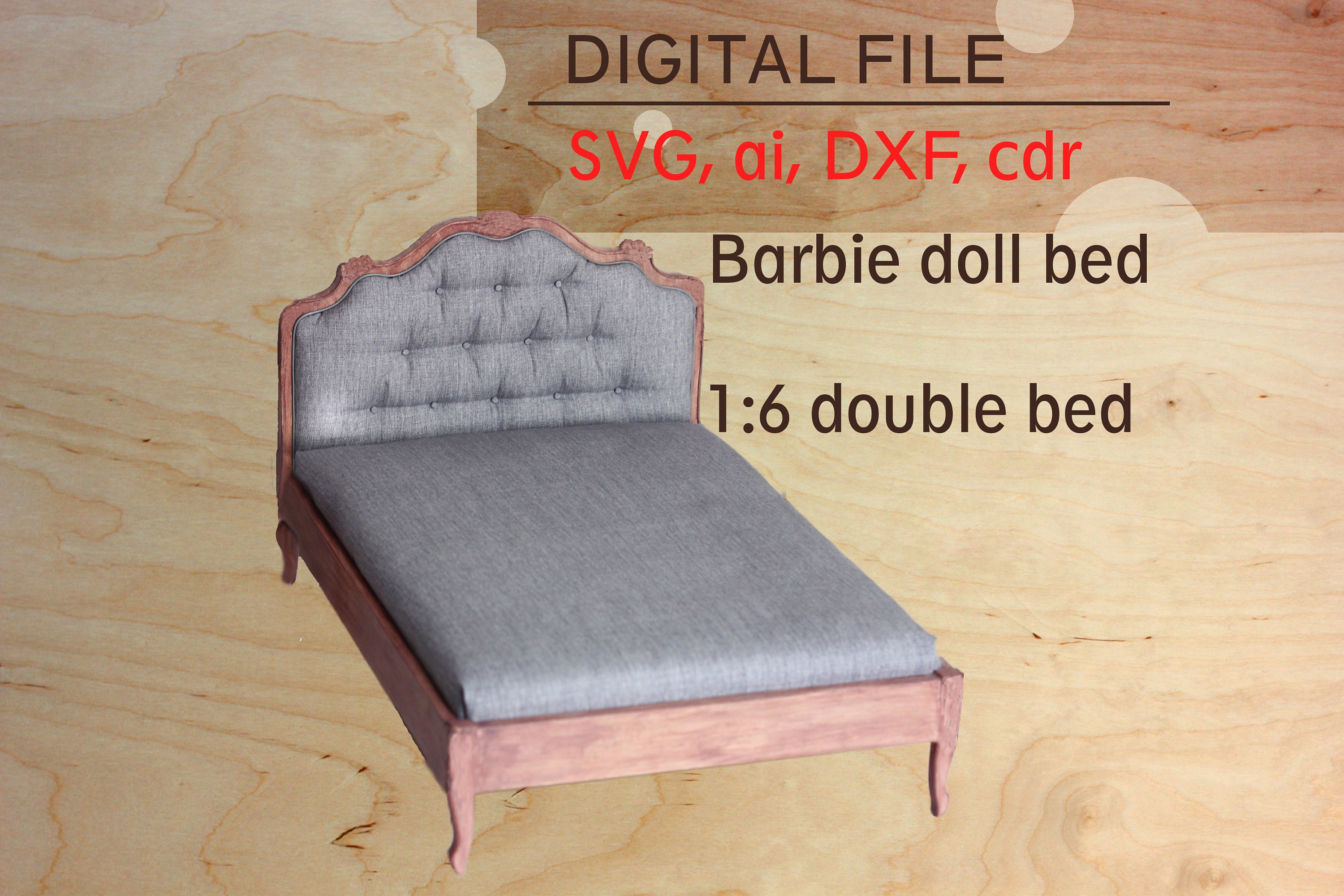 Dolls & Miniatures Digital Barbie bed doll house svg file Barbie ...