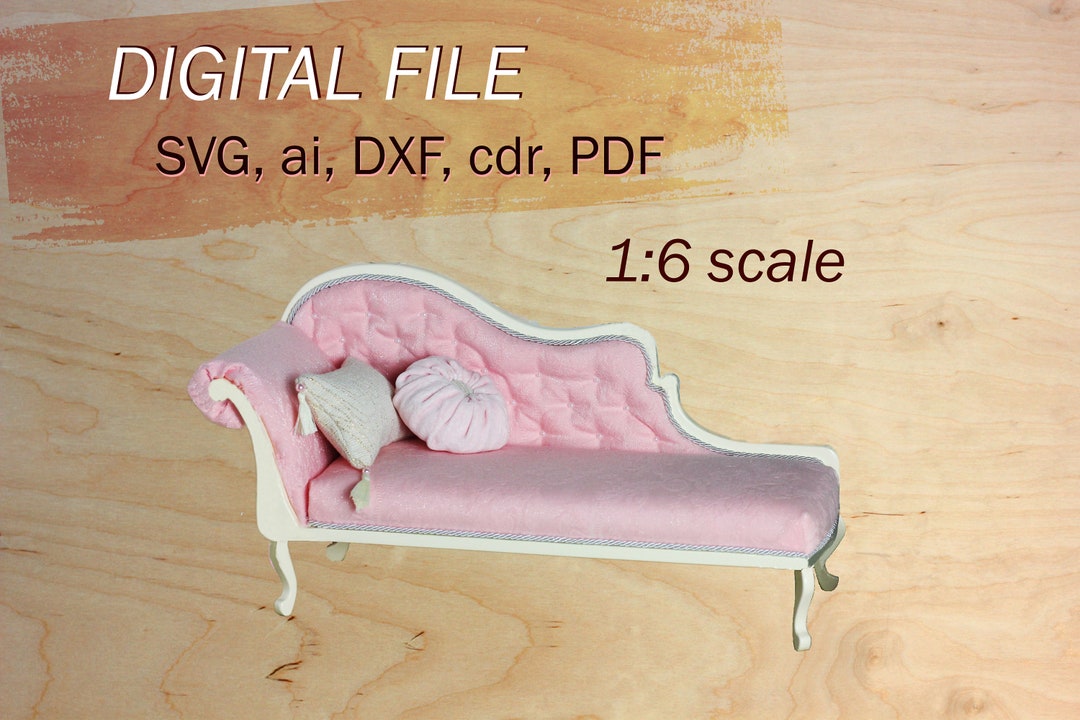Svg Dollhouse Furniture, 1:6 Miniature Sofa SVG, Digital Files for Cut ...