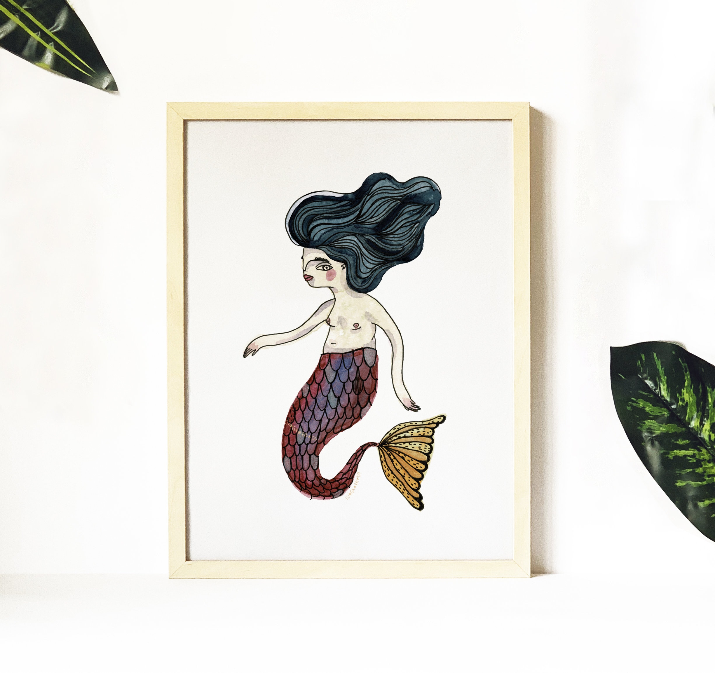 Mermaid print. Siren. Sirena. Ilustración de una sirena. | Etsy