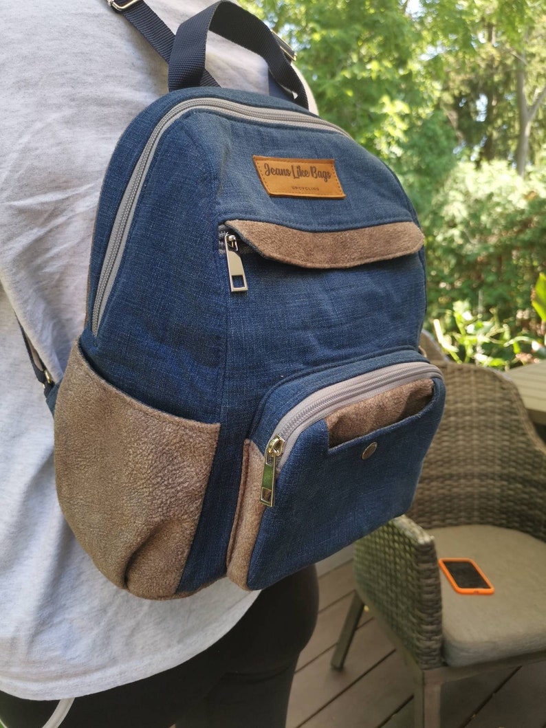Upcycled Backpack Hand Made With Denim and Suede Materials - Etsy