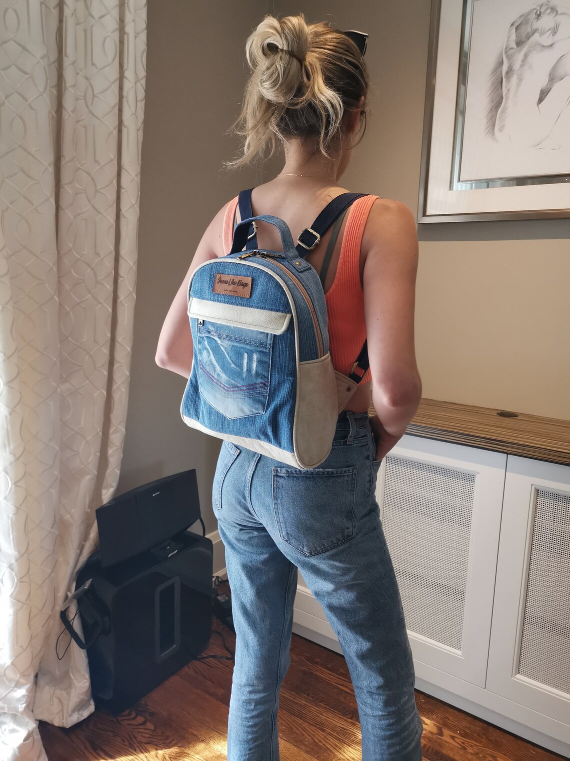 Denim Backpack, Beach Bag, Recycled Jeans, Kids Jeans Backpack , Girls ...