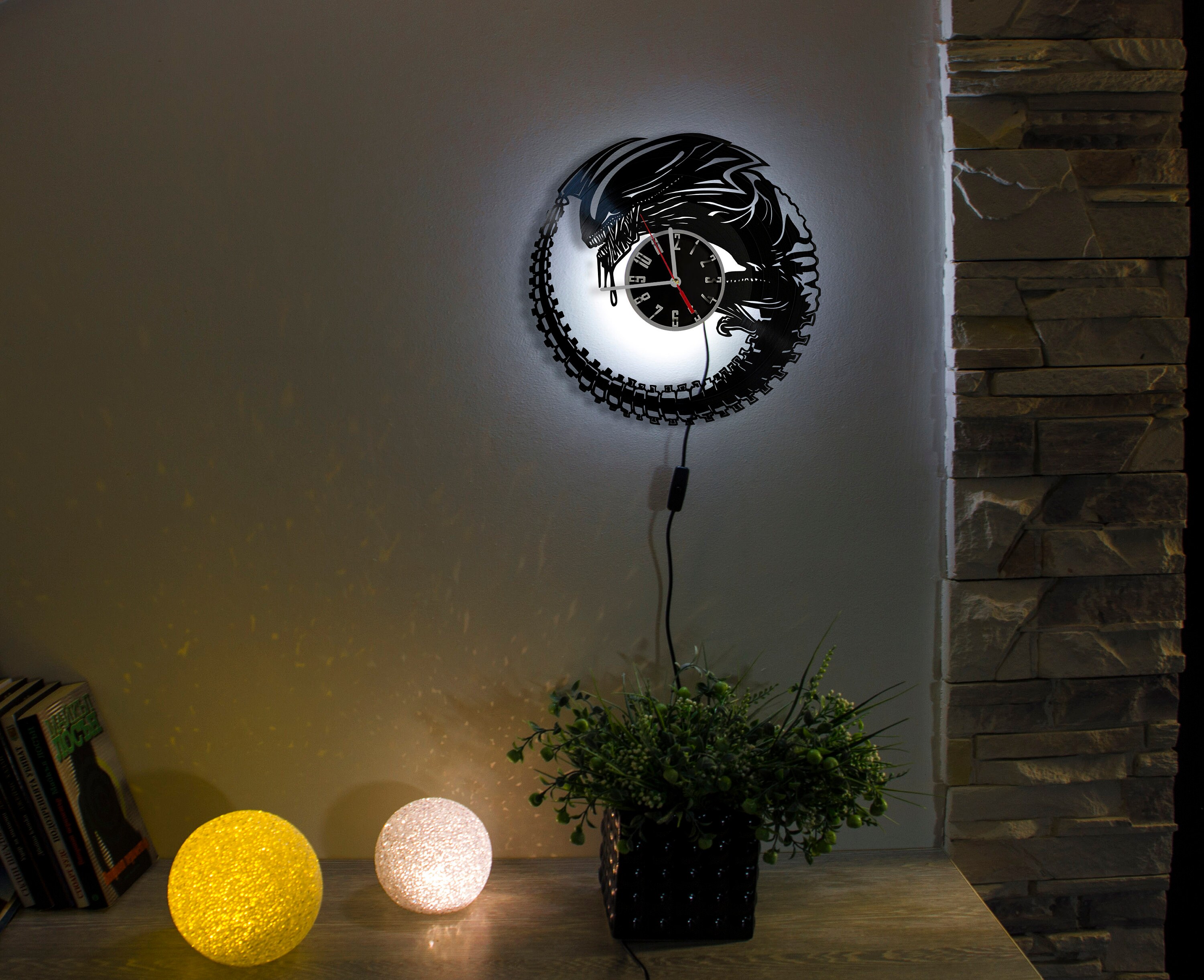 Horror Movie Wall Clock With Led Light Made Out of Vintage - Etsy