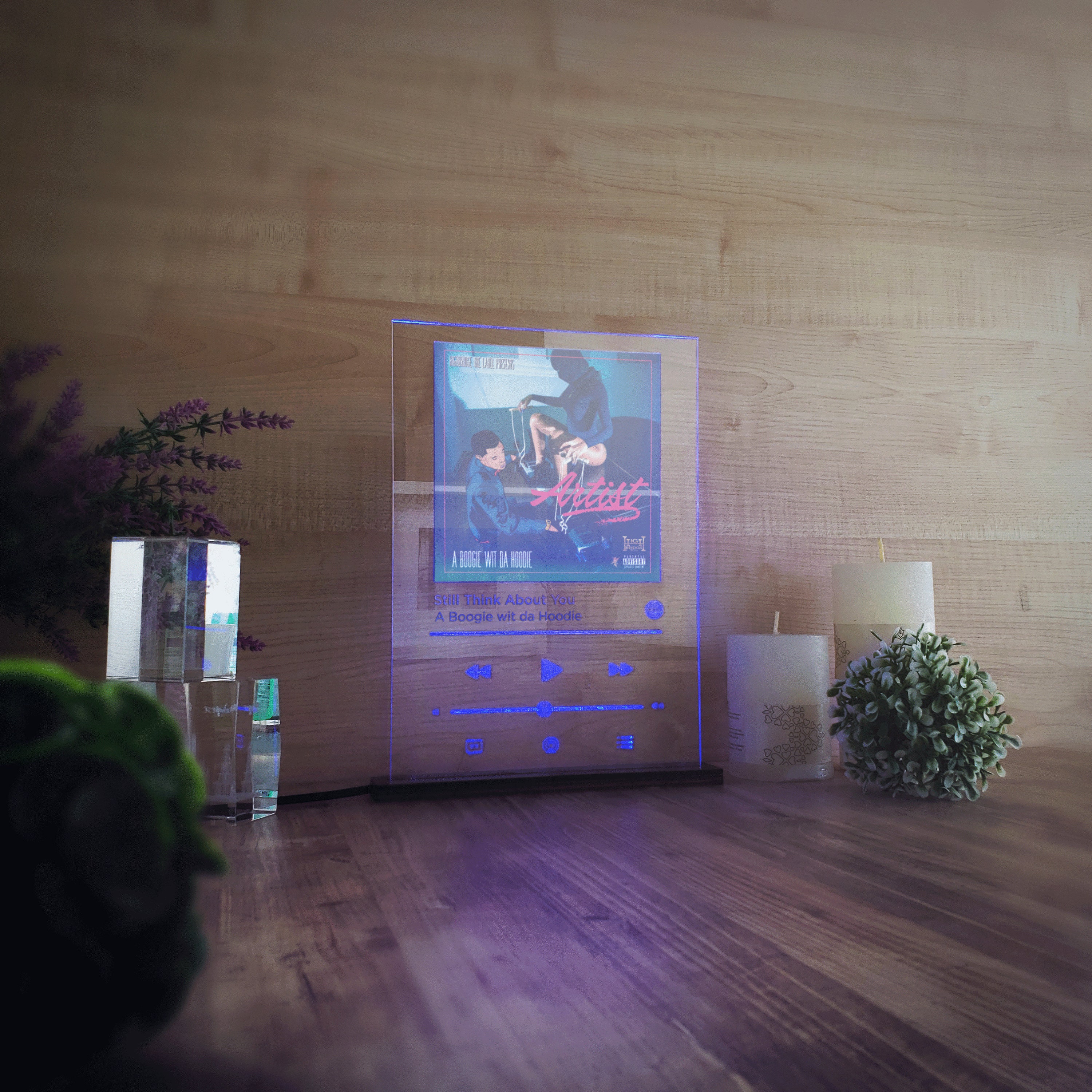 Custom Album Led Light Acrylic Poster Spotify Apple Music Night Lamp ...