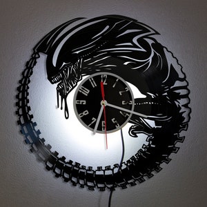 Horror Movie Wall Clock With Led Light Made Out of Vintage Vinyl Record ...