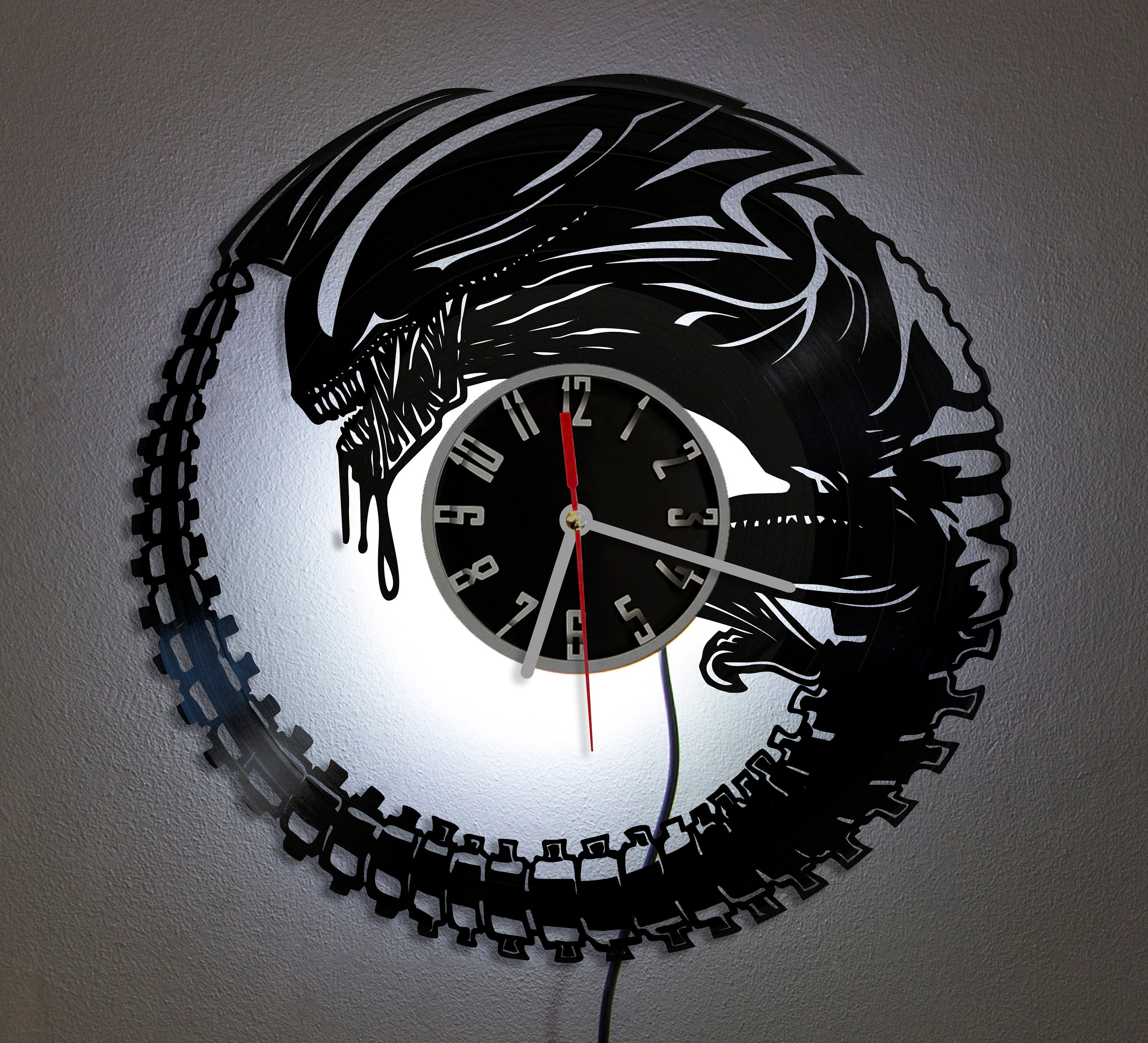 Horror Movie Wall Clock With Led Light Made Out of Vintage - Etsy