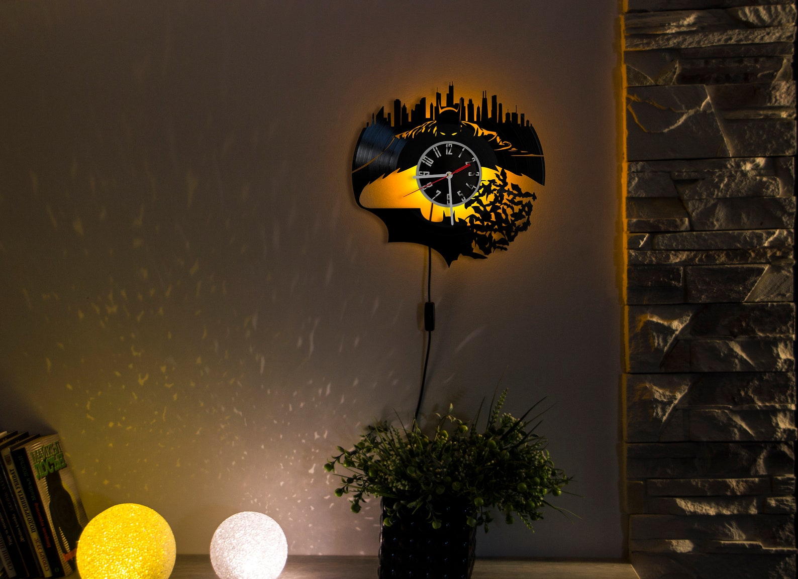 Super Hero Wall Clock With Led Light Made Out of Vintage Vinyl Record ...