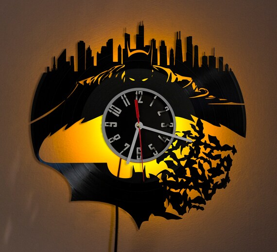 Super Hero Wall Clock With Led Light Made Out of Vintage Vinyl - Etsy