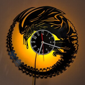 Horror Movie Wall Clock With Led Light Made Out of Vintage Vinyl Record ...