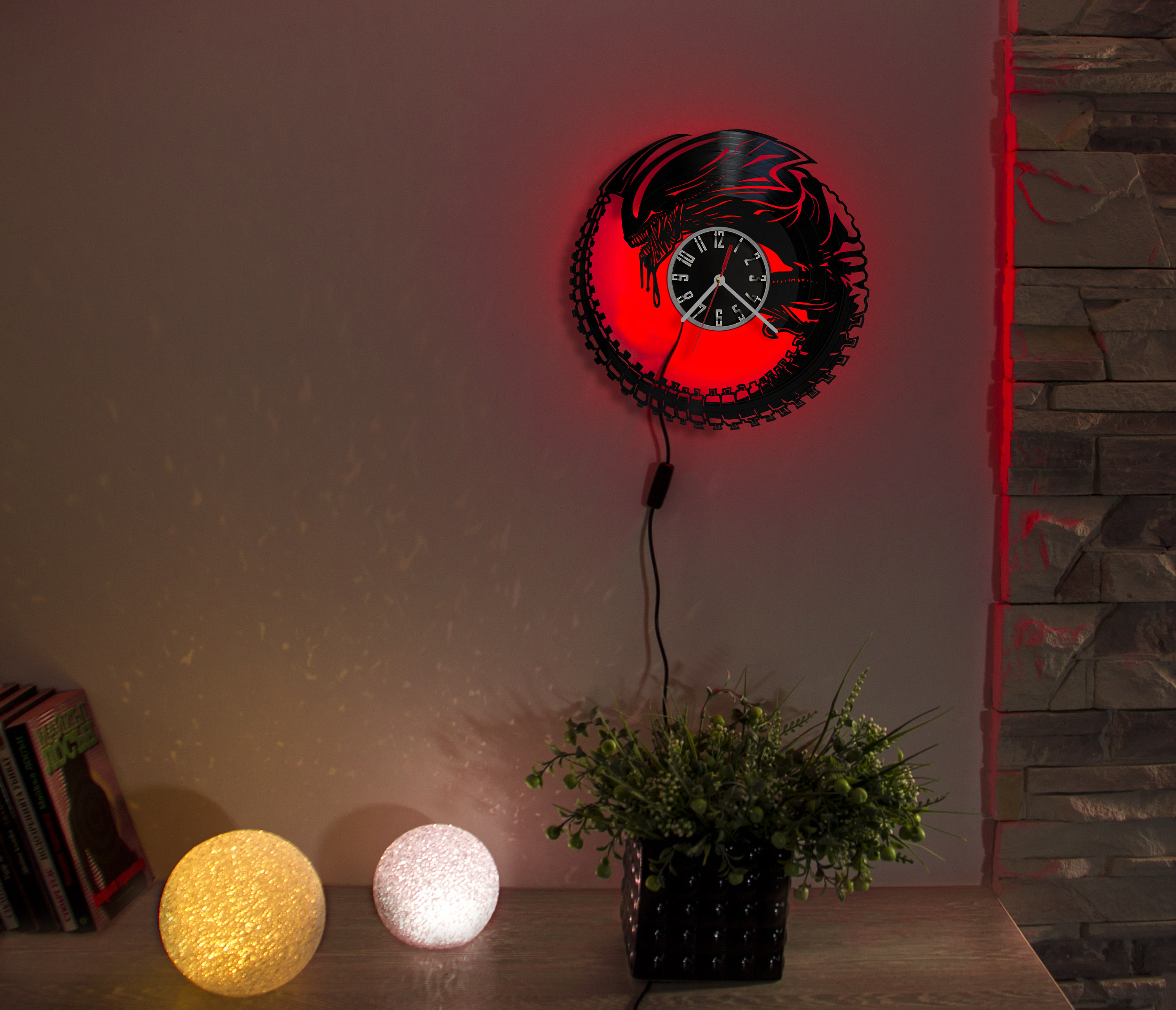 Horror Movie Wall Clock With Led Light Made Out of Vintage - Etsy