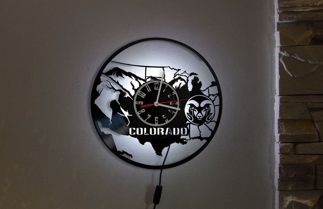Colorado Wall Clock With Led Light Made Out of Vintage Vinyl Record ...