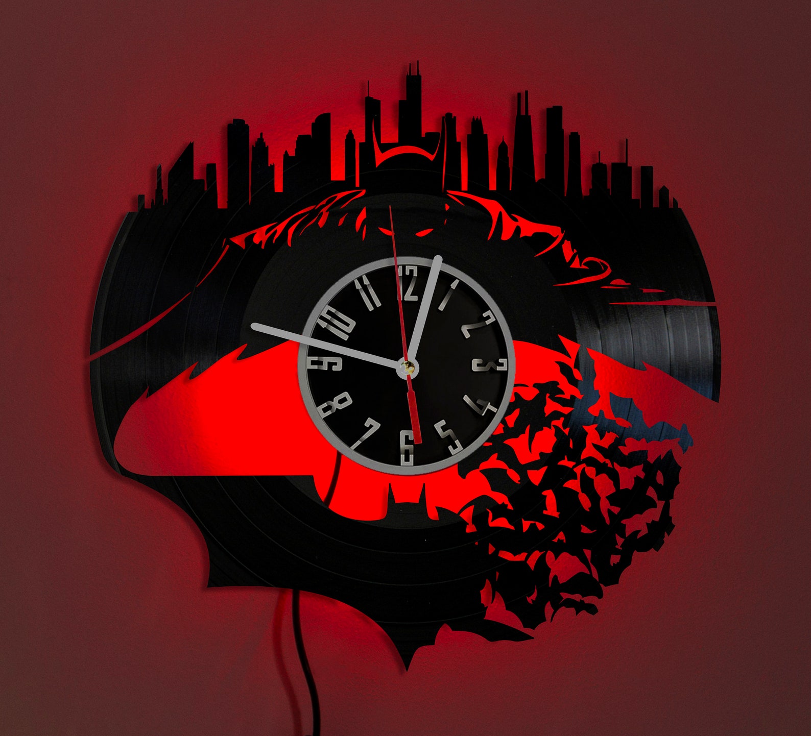 Super Hero Wall Clock With Led Light Made Out of Vintage Vinyl Record ...