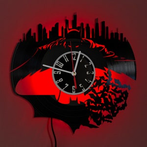 Super Hero Wall Clock With Led Light Made Out of Vintage Vinyl Record ...