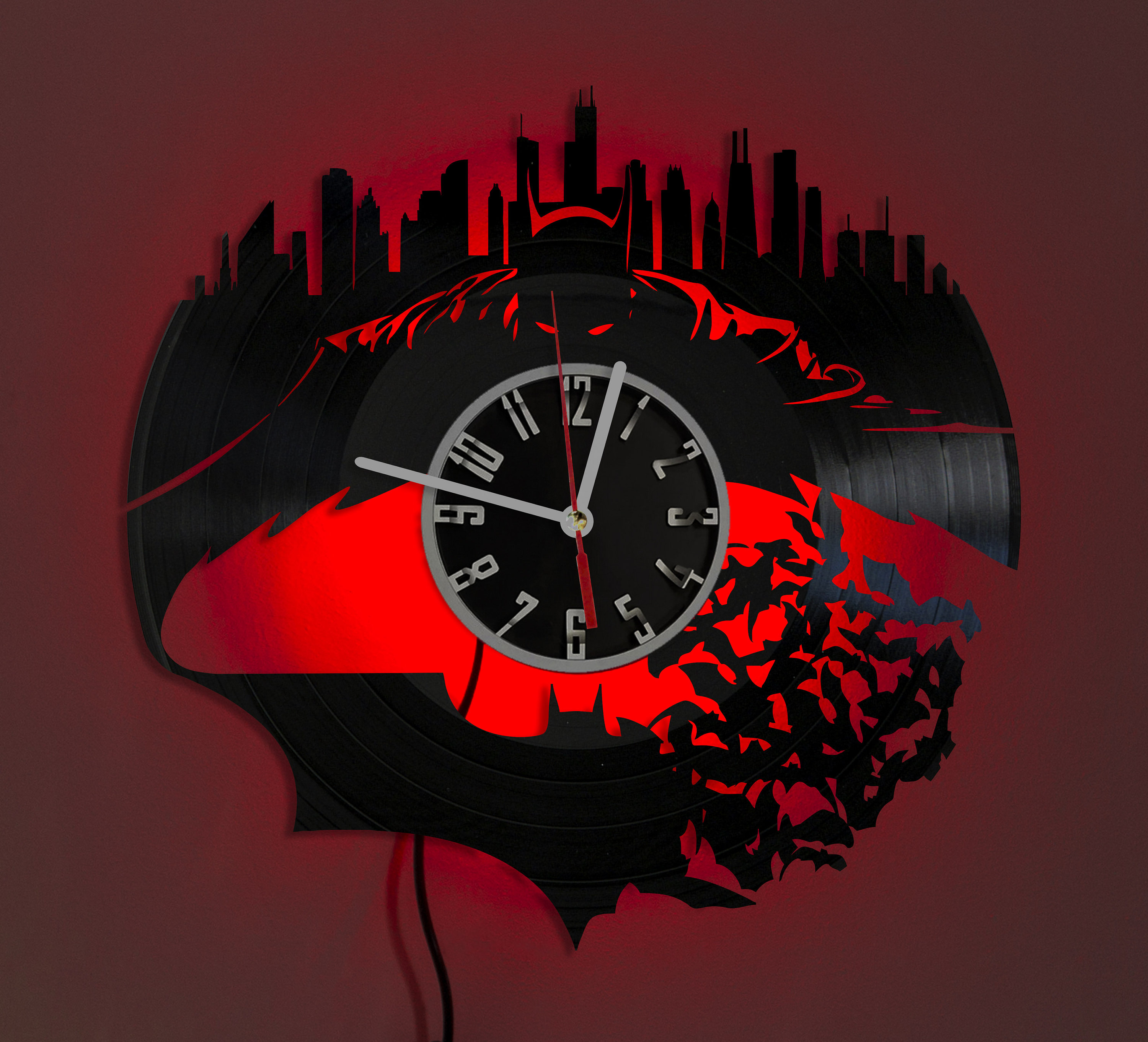 Super Hero Wall Clock With Led Light Made Out of Vintage Vinyl Record ...