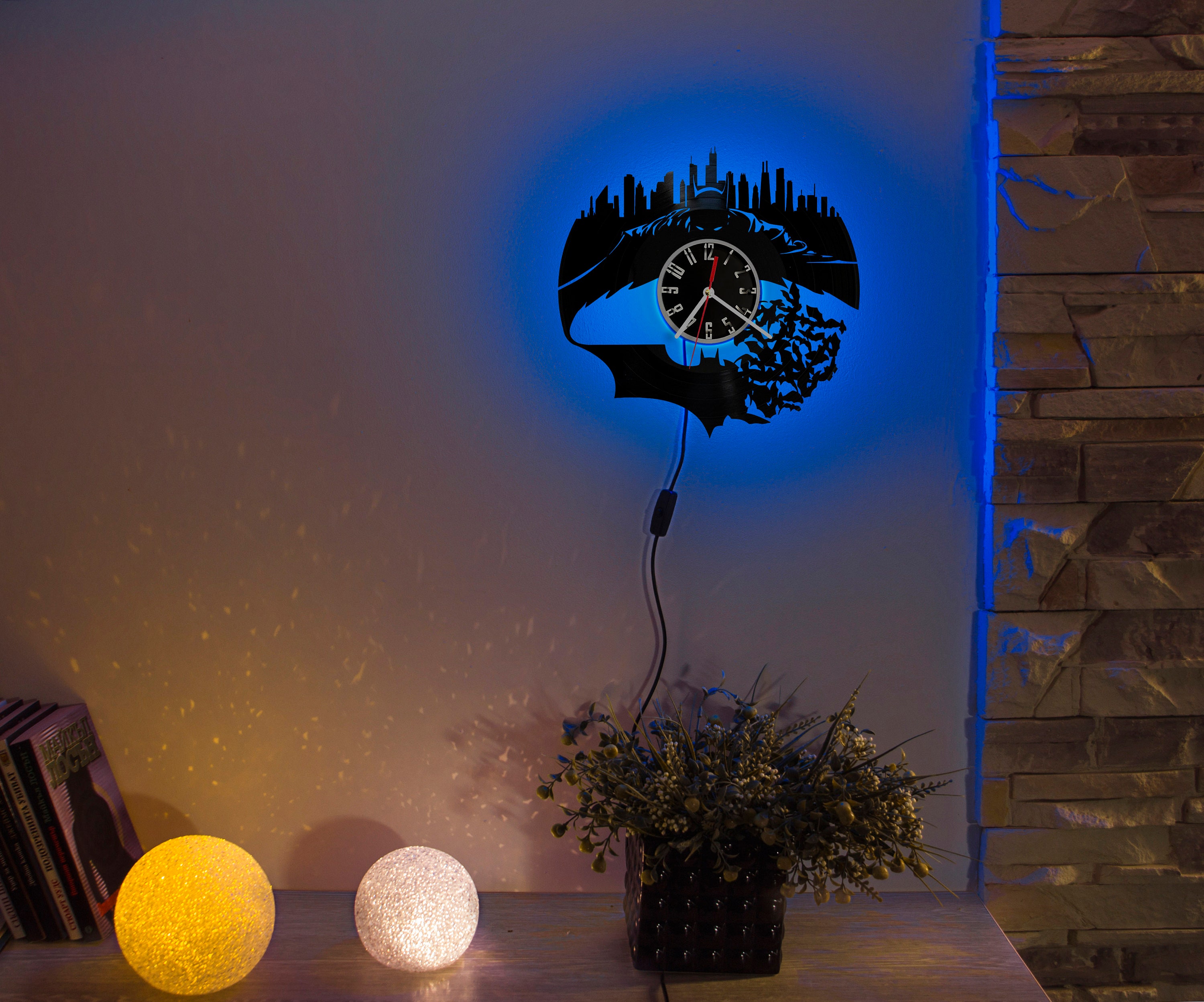 Super Hero Wall Clock With Led Light Made Out of Vintage Vinyl Record ...