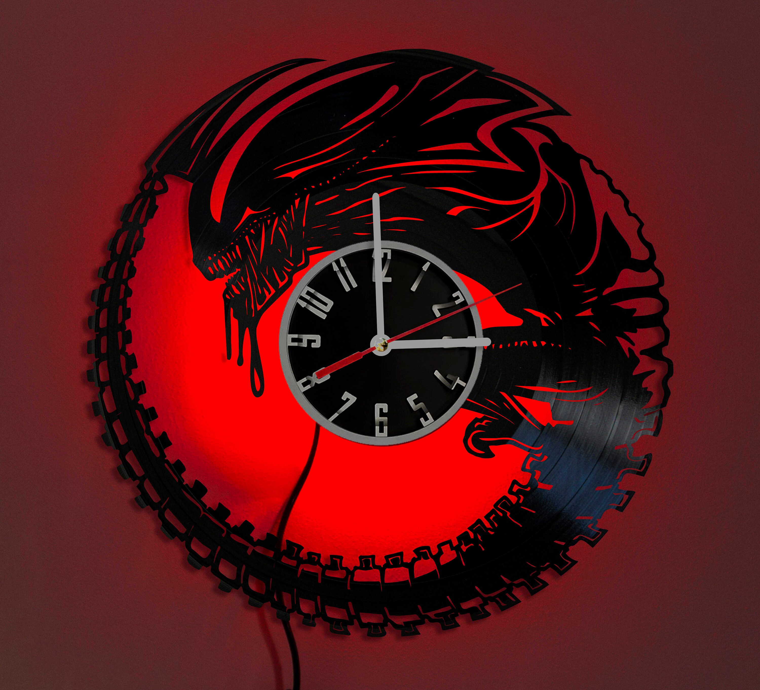 Horror Movie Wall Clock With Led Light Made Out of Vintage - Etsy