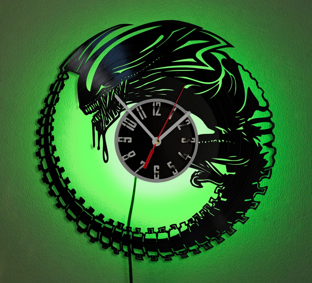 Horror Movie Wall Clock With Led Light Made Out of Vintage Vinyl Record ...