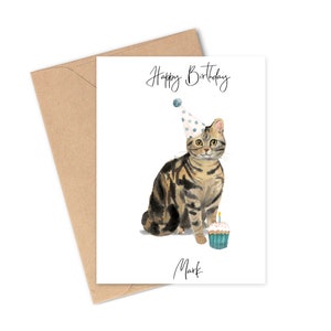 Personalised American Shorthair Brown Tabby - Cat Birthday Card -cat ...