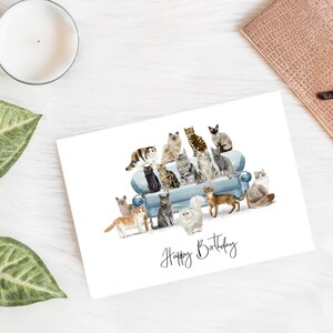 INSTANT Download, Personalised Group of Cats Cat Birthday Card cat ...