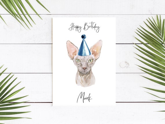 Personalised Sphynx Cat Cat Birthday Card cat Lovers Card - Etsy