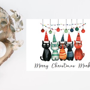 Personalised Group of Cats - Cat Christmas Card -cat Lovers Card Cat ...