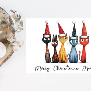 Personalised Group of Cats - Cat Christmas Card -cat Lovers Card Cat ...