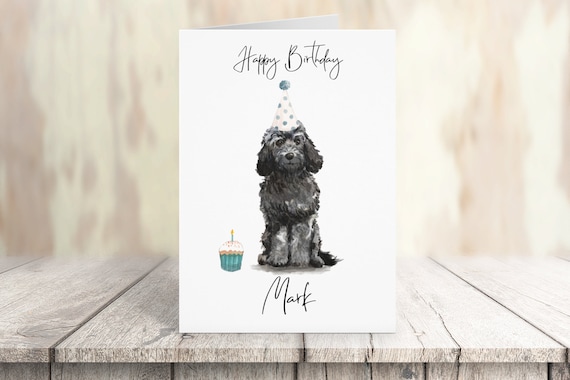 Personalised Black Cockapoo Dog Birthday Card dog Lovers Card | Etsy