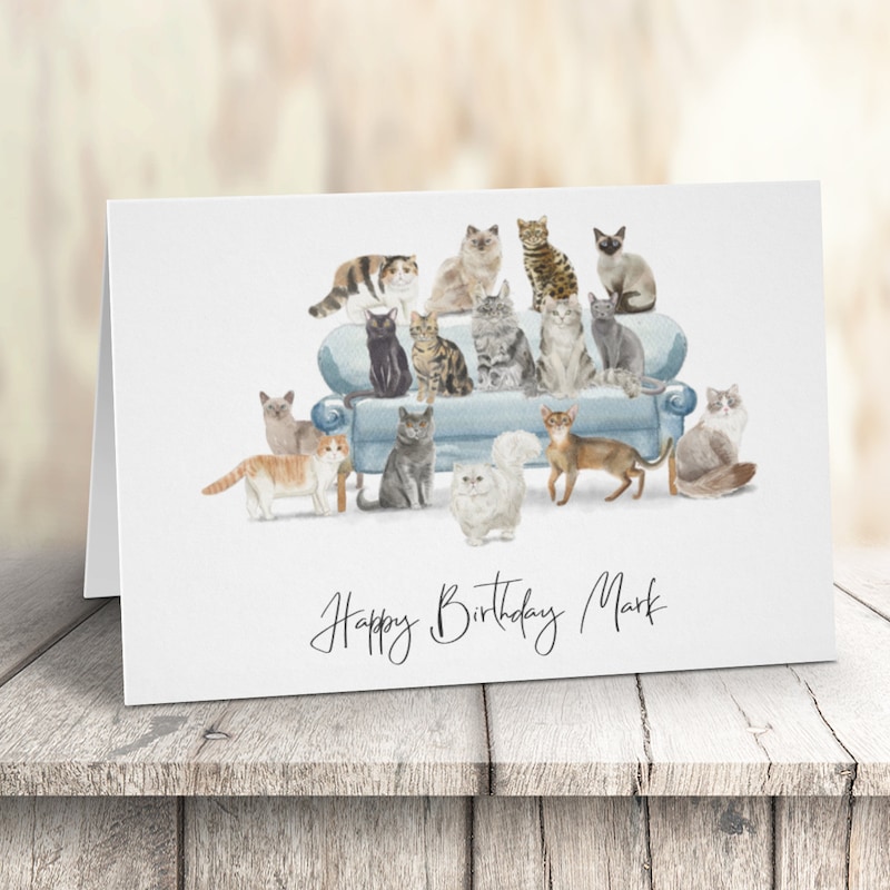 Cute Cat Card - Etsy