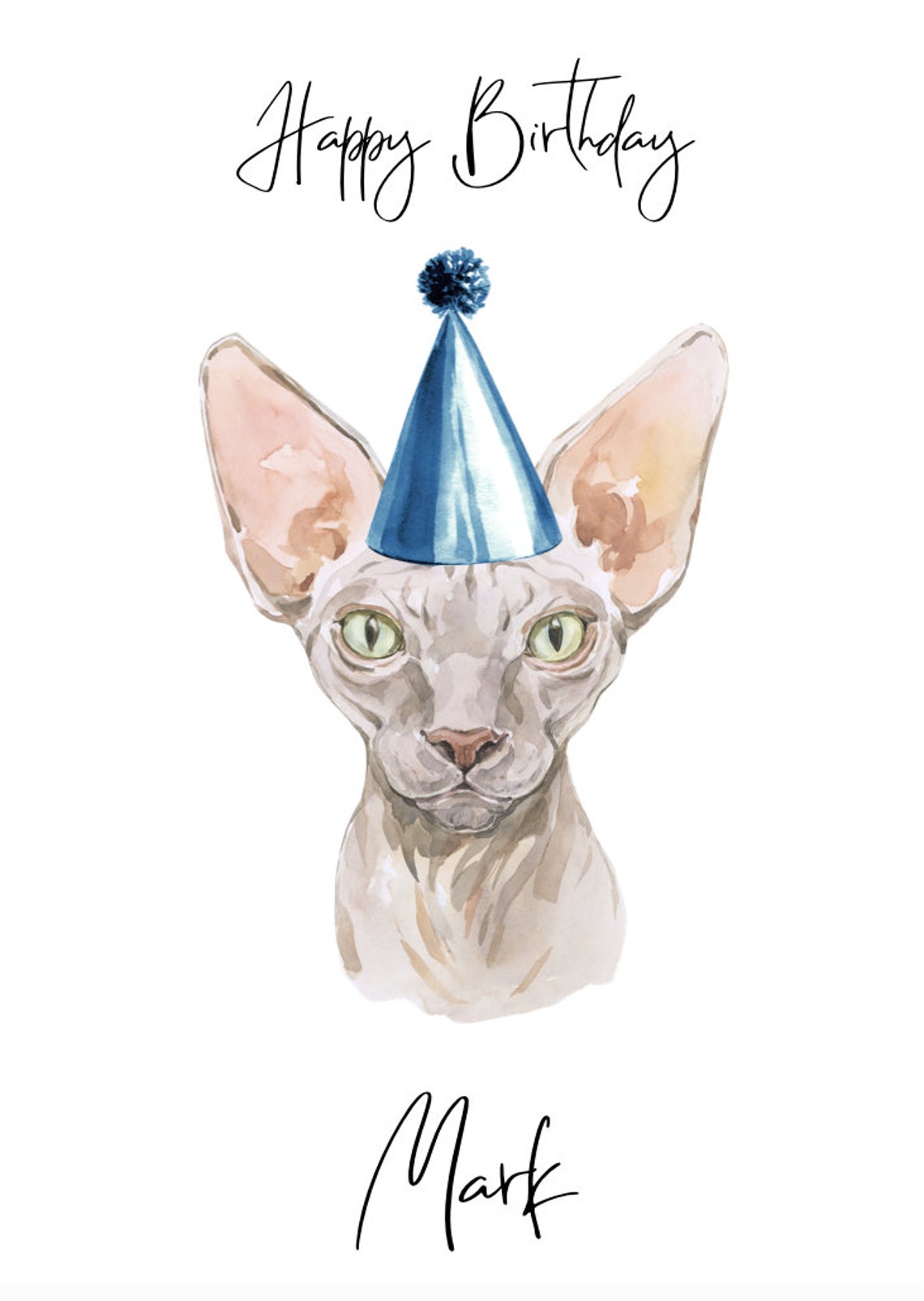Personalised Sphynx Cat Cat Birthday Card cat Lovers Card - Etsy