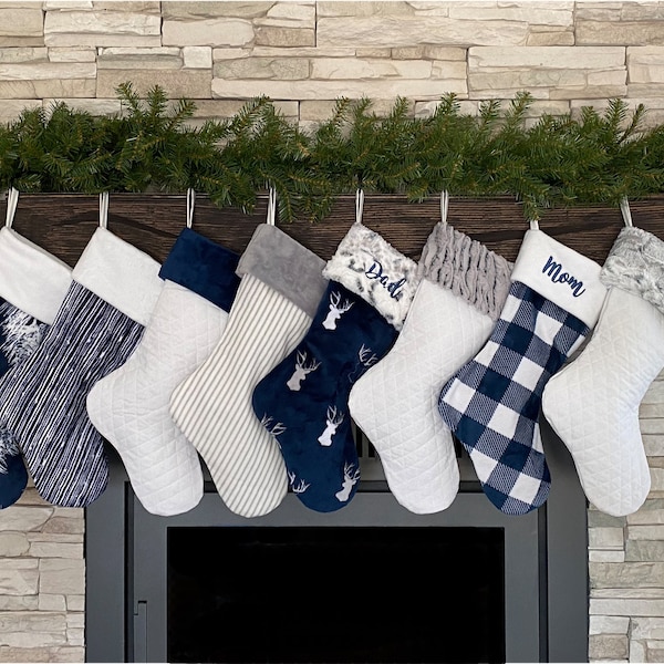 Blue and White Christmas Stockings - Etsy