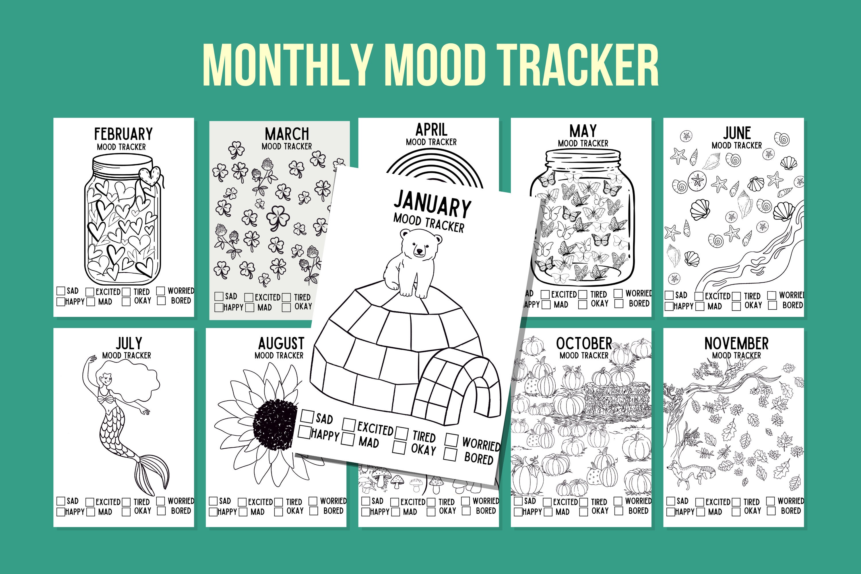 Mood Tracker for Toddlers & Kids: 12 Charts, Customizable, Interactive ...