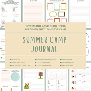 Printable Summer Camp Memory Journal Kids Printable Journal Digital ...