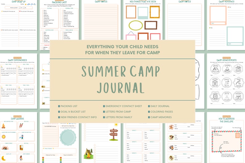 Printable Summer Camp Memory Journal Kids Printable Journal Digital ...