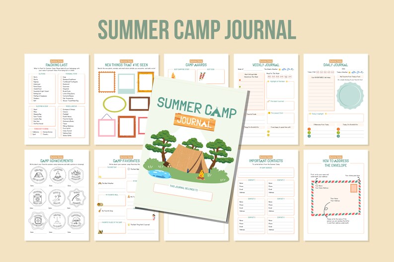 Printable Summer Camp Memory Journal Kids Printable Journal Digital ...