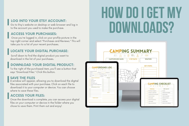 Camping Planner Printable Bundle 50+ Pages Packing Lists, Meal Planner ...