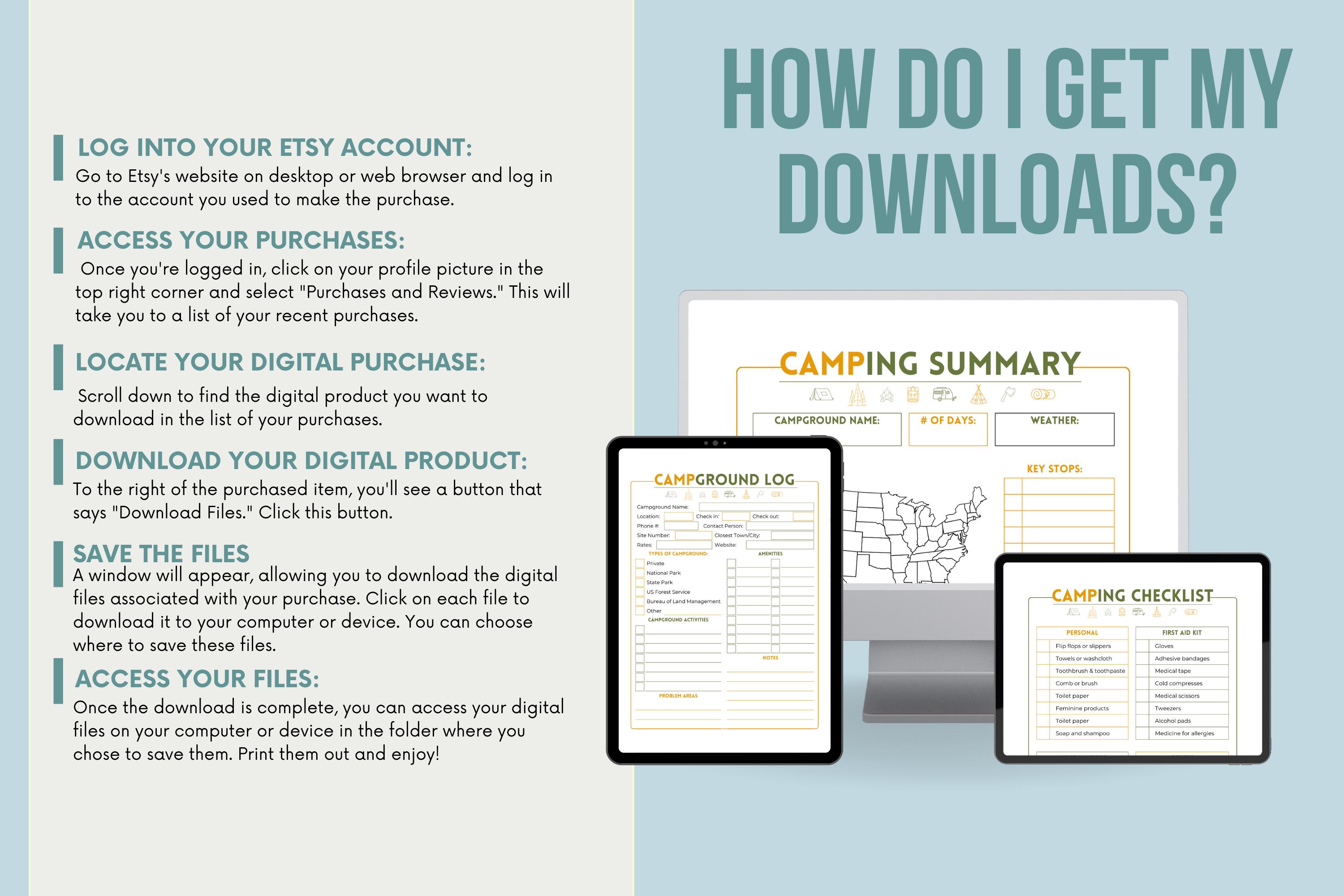 Camping Planner Printable Bundle 50+ Pages Packing Lists, Meal Planner ...