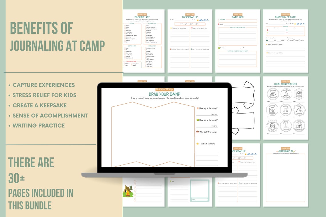 Printable Summer Camp Memory Journal Kids Printable Journal Digital ...