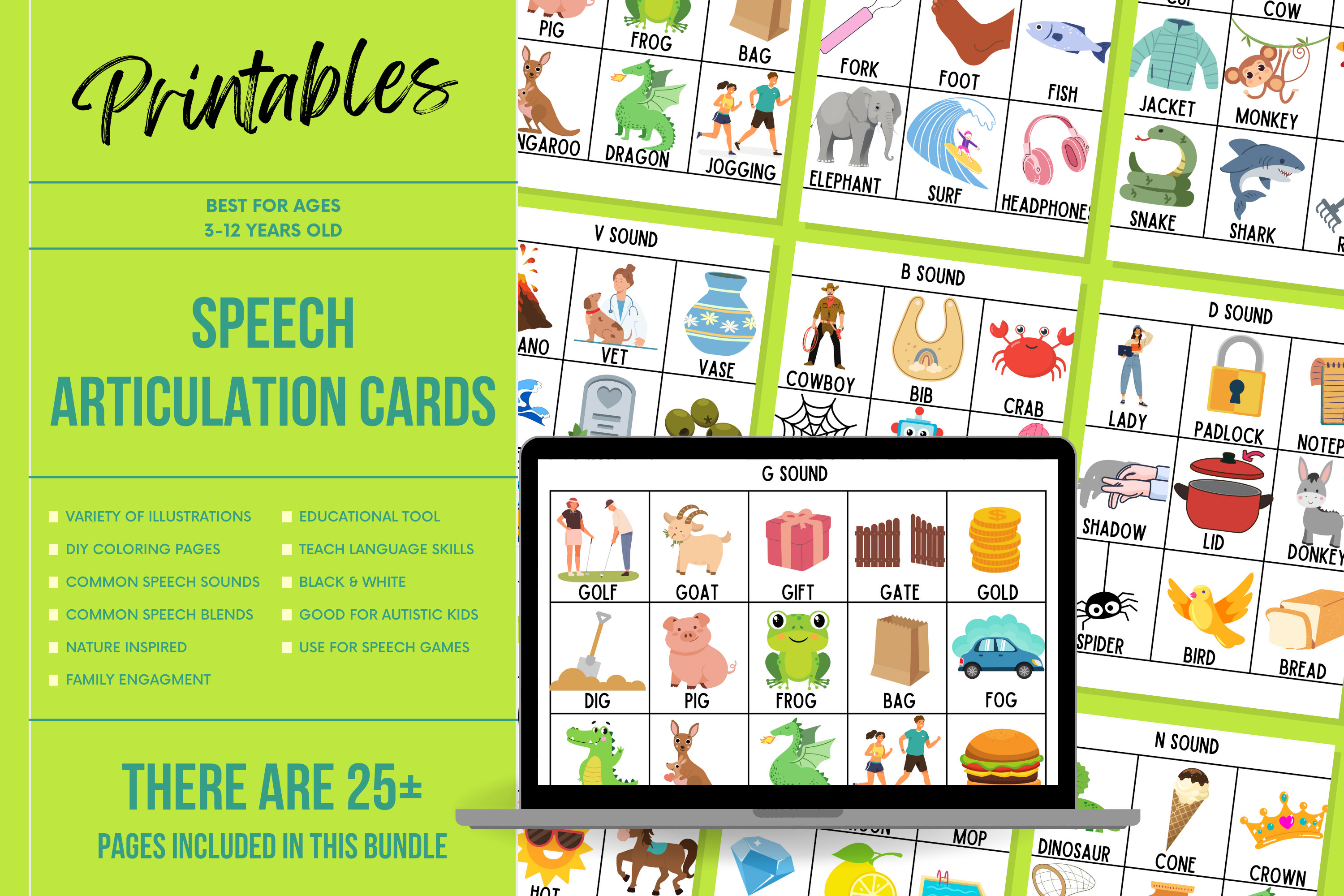Speech Articulation Cards Learning Printable Flash Cards for Kids ...