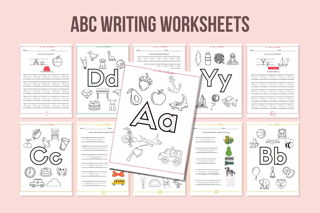 ABC Preschool Printable Workbook Alphabet Tracing, Coloring & Matching ...