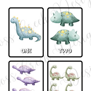 Dinosaur Number Flashcard Printable 1-10 Toddler Preschool - Etsy